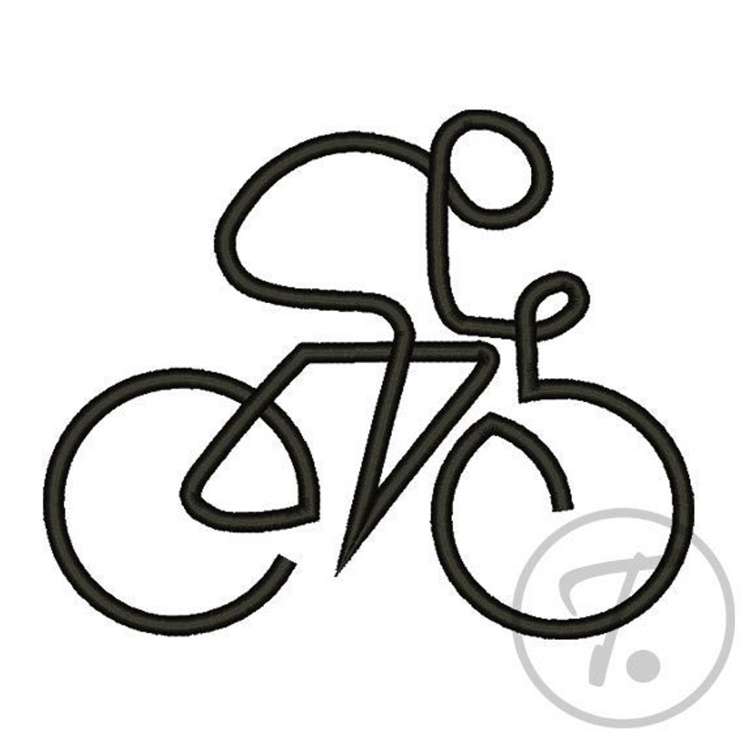 Sport Embroidery Design. Biking Embroidery Design. Cyclist in 5 Sizes ...