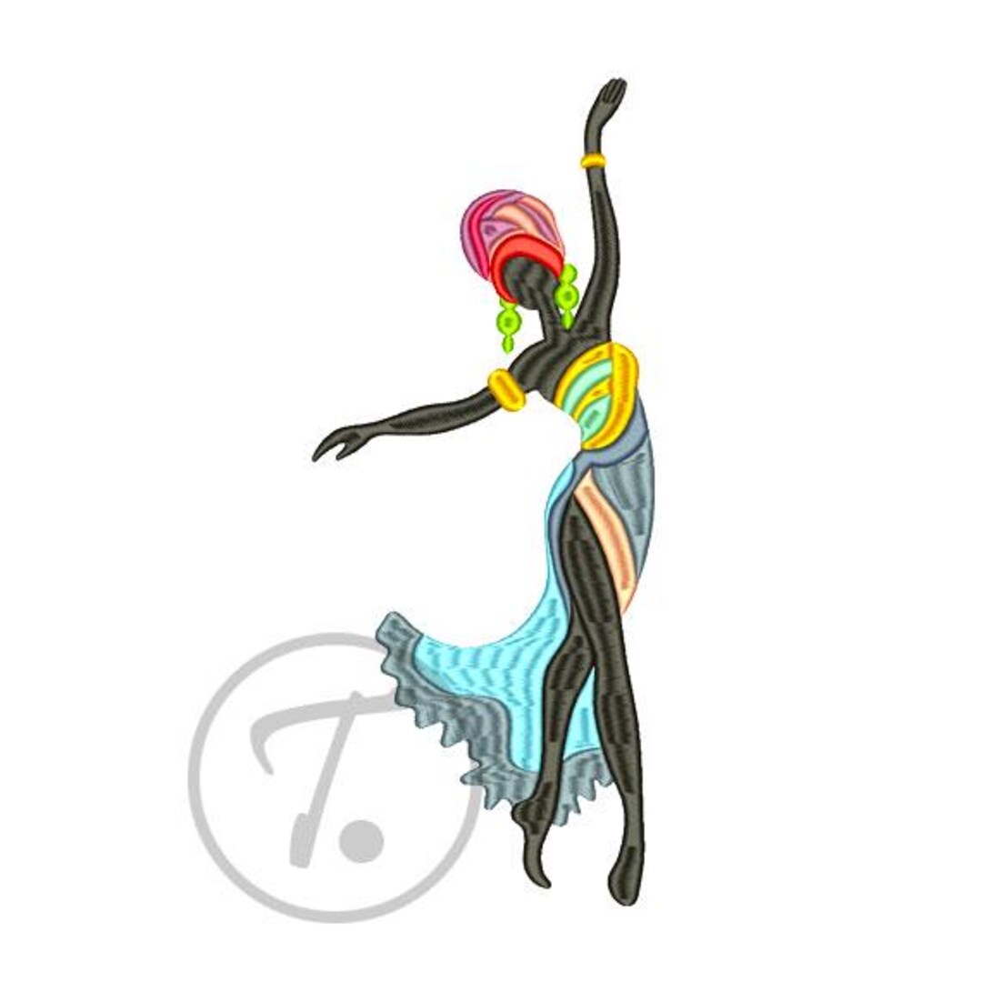 Women Dancers Embroidery Design. Black Dancer in 4 Size. Graceful ...