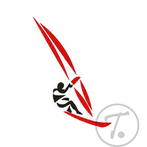 Windsurfing Embroidery Design. Sport Embroidery Design. Logo for ...