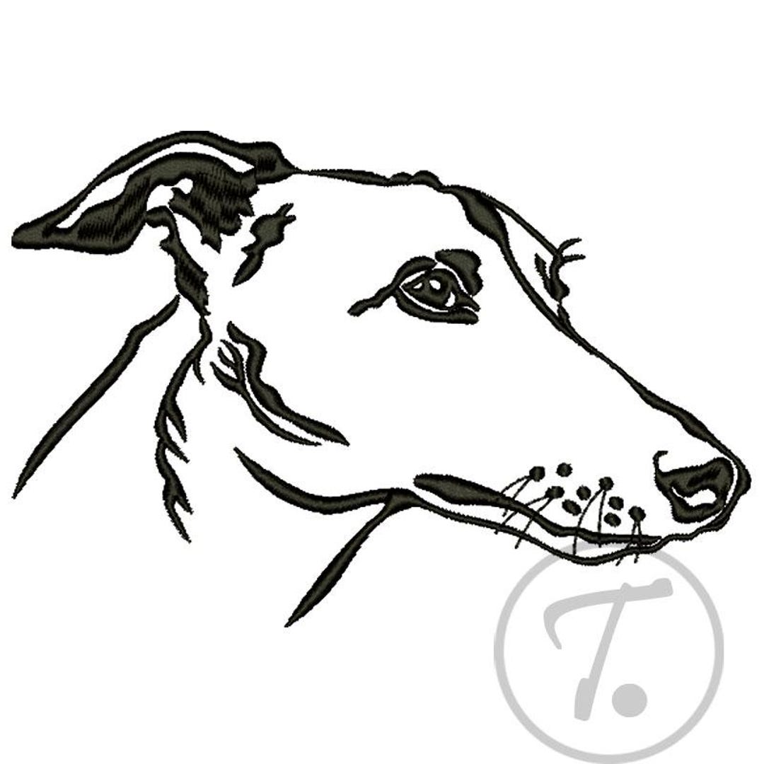 Whippet Dog Embroidery Design: 4 Size Pet Portrait (digital Pattern) - Etsy