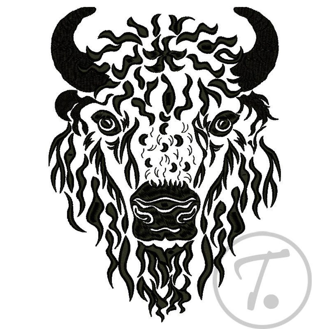 Bison Embroidery Design: Buffalo Animal Pattern (digital Pattern ...