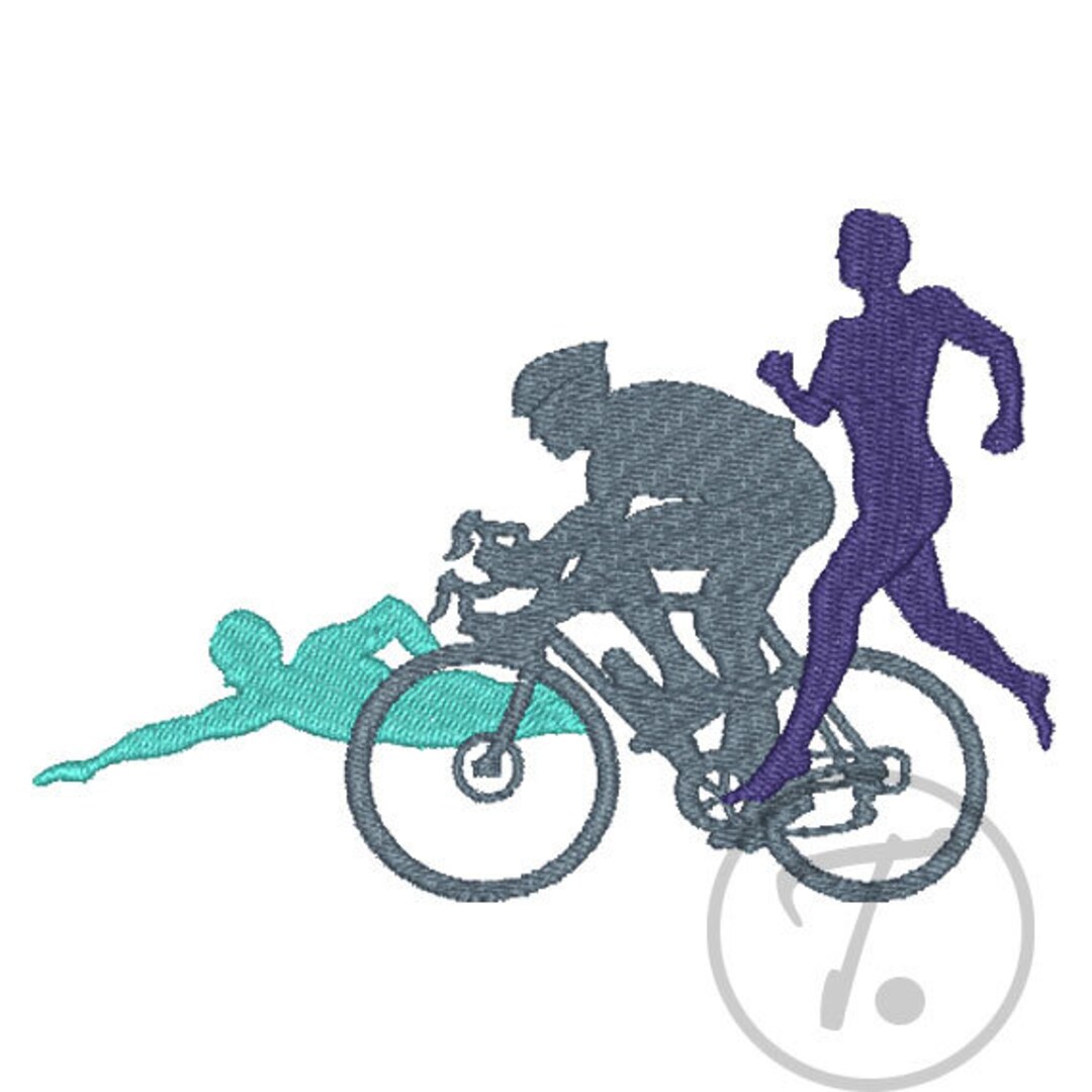 Sport Embroidery Design. Triathlon Logo Embroidery Design in 5 Size ...