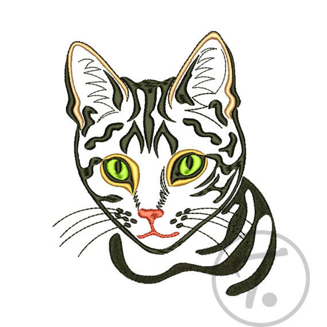 Tabby Cat Embroidery Design. Tabby Cat in 4 Size. Pets. Embroidery ...