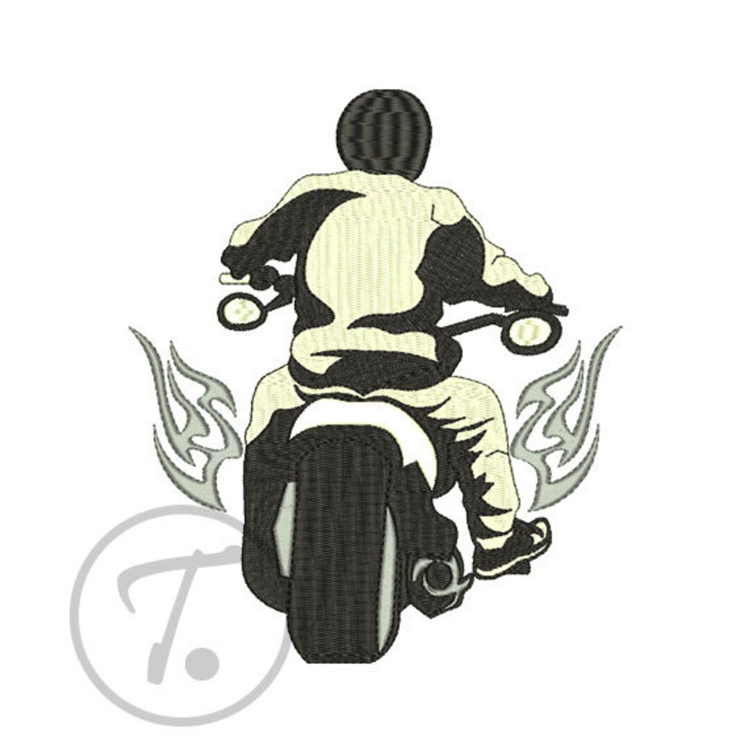 Motorcycle Sport Embroidery. Motorcycle Rider in 4 Size. Motorcyclist ...