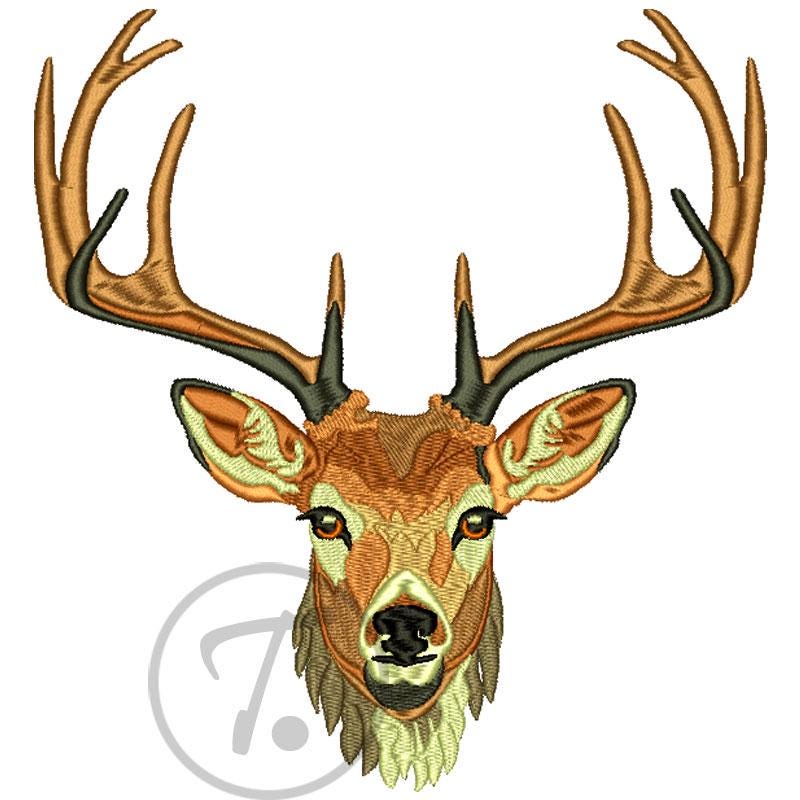 Deer Embroidery Design: Wild Animal Pattern (4x4, 5x7, 6x10 Inch ...