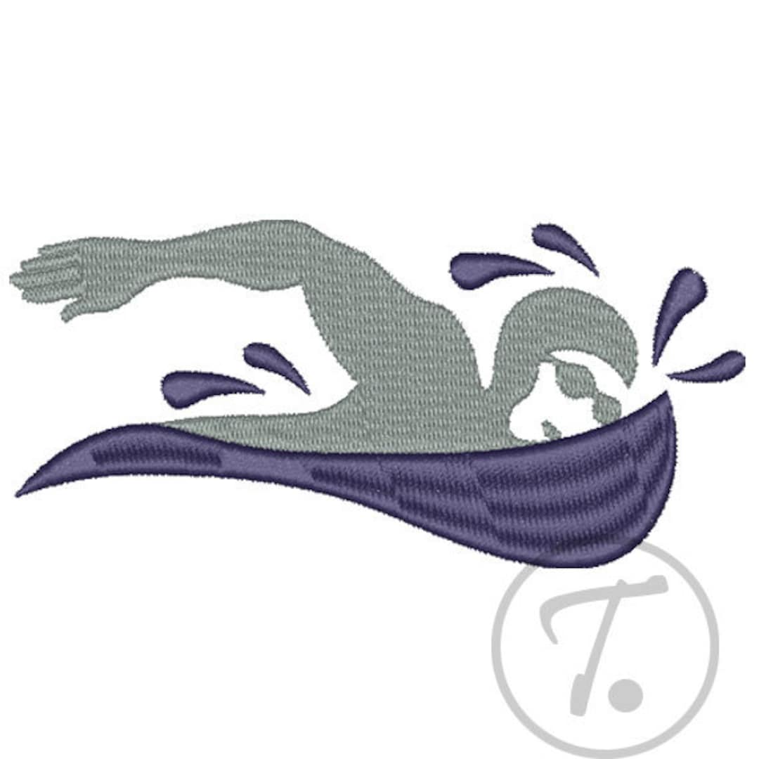 Sport Embroidery Design. Swimming Embroidery Design. Swimmer in 5 Sizes ...