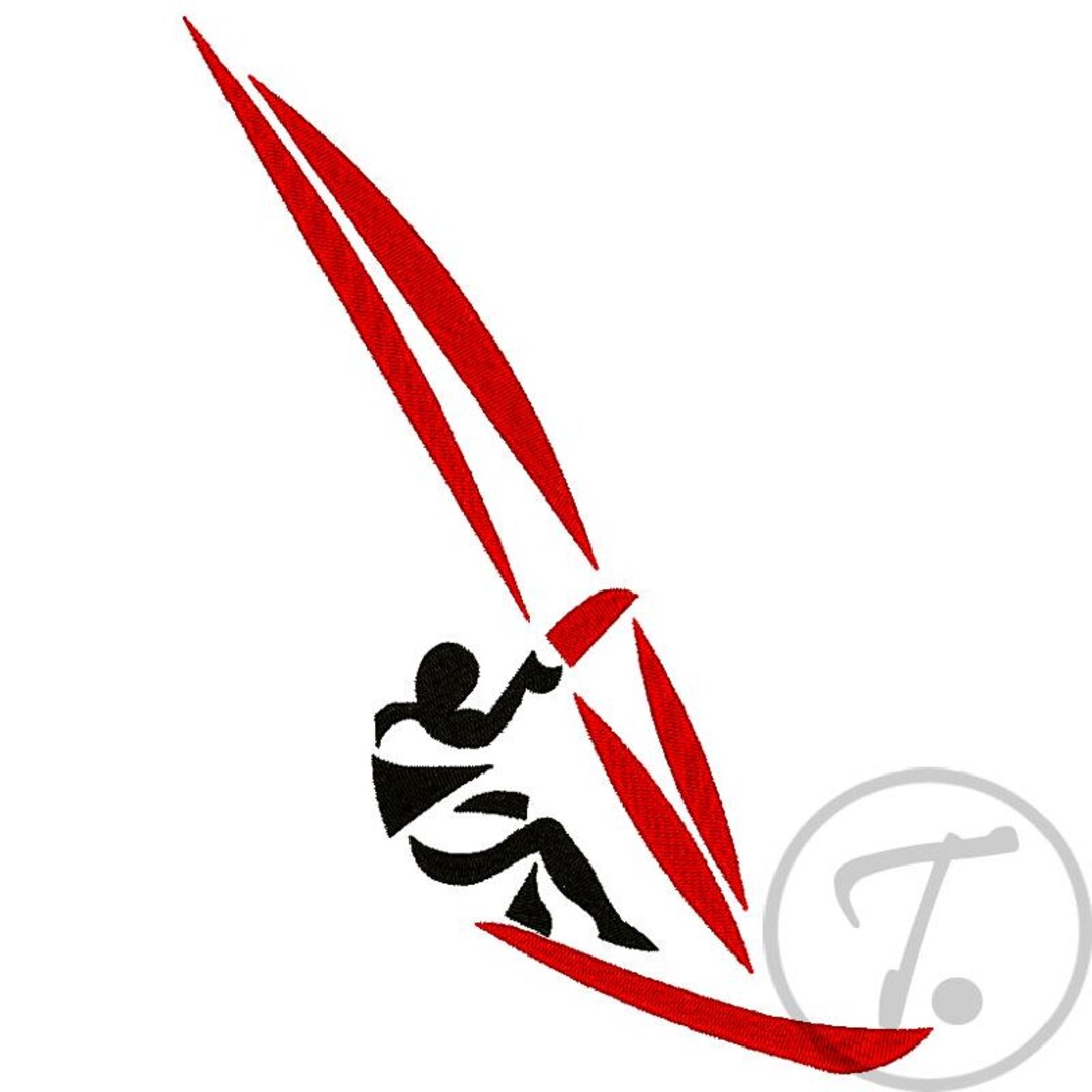 Windsurfing Embroidery Design: Sports Motif, 5 Sizes, Machine Pattern ...