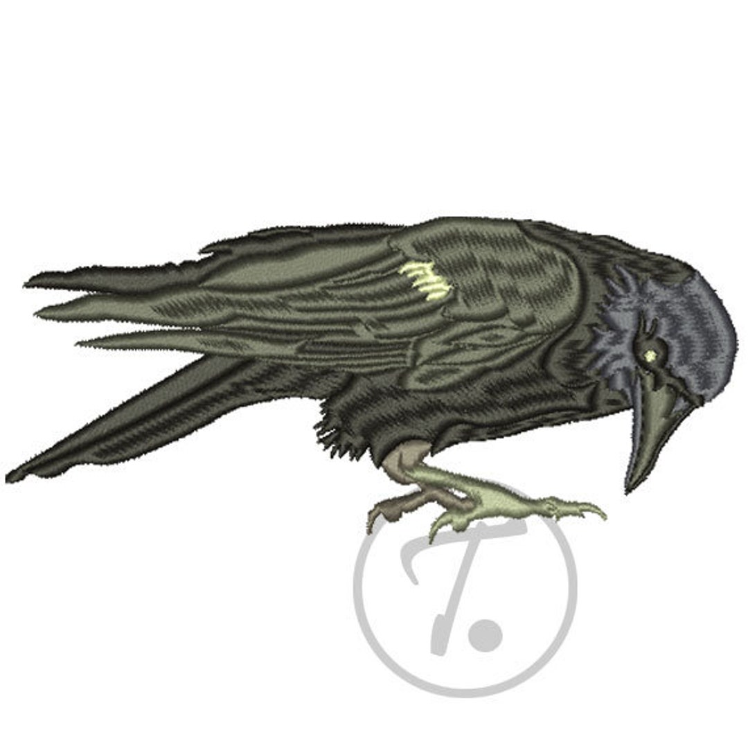 Birds Embroidery Design Black Raven 4 Size. Raven Embroidery ...