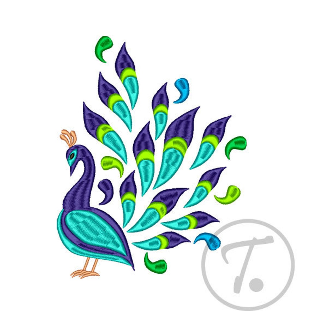 Birds Embroidery Design. Peacock Embroidery Design in 4 Size ...