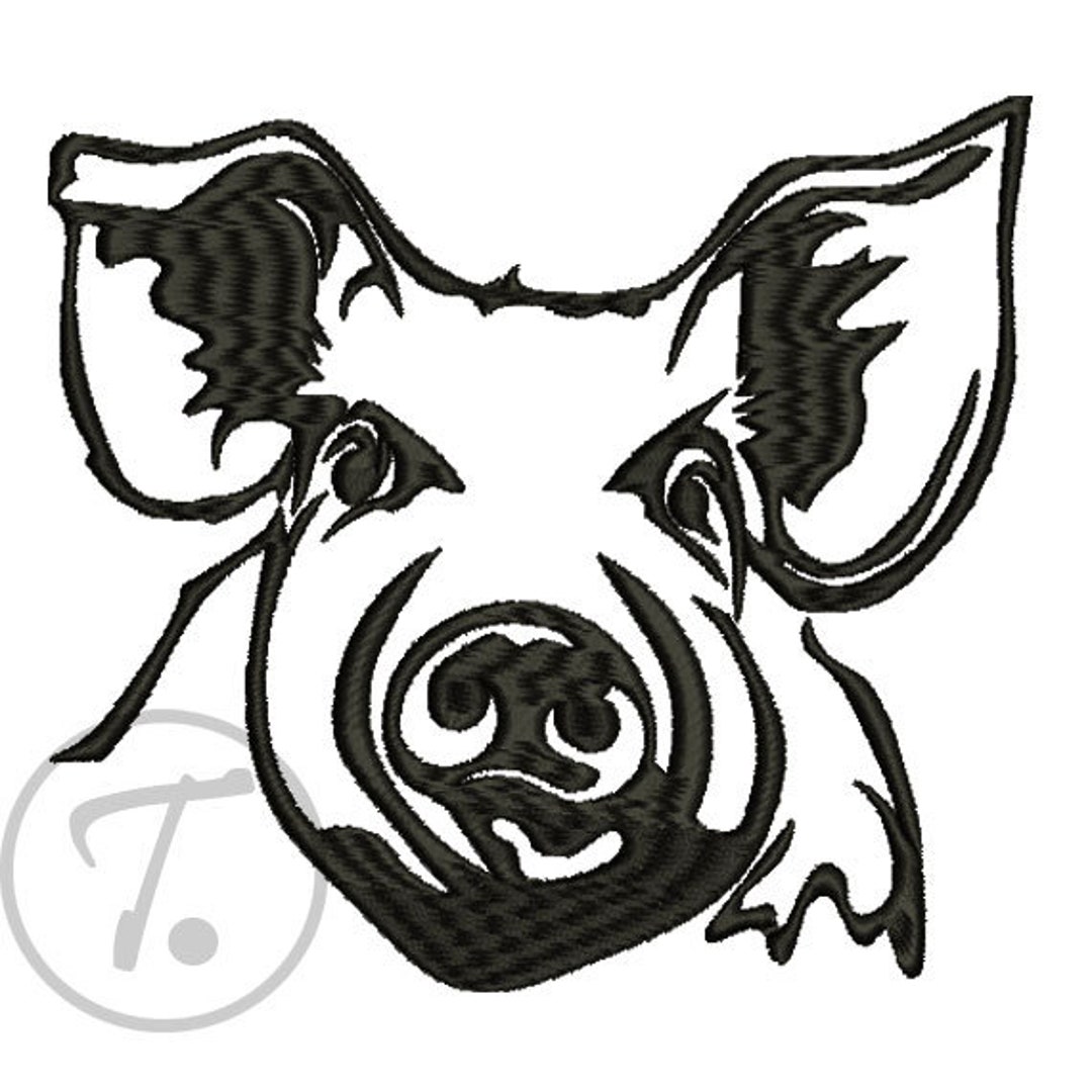 Farm Animals - Pig Embroidery Design. Domestic Animals Embroidery. Pig ...