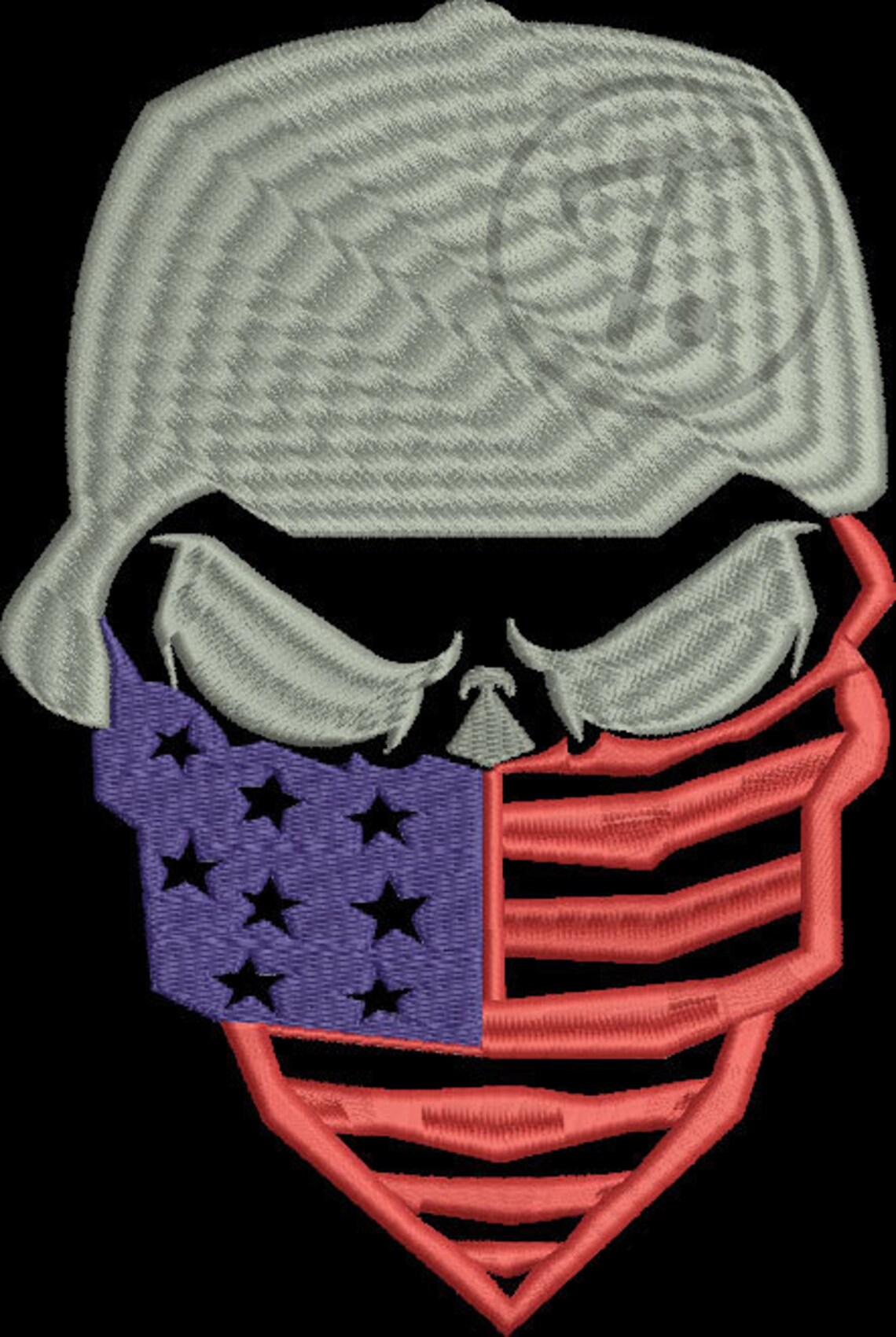 American Flag Skull Embroidery Design: Biker Logo, Pattern (digital ...