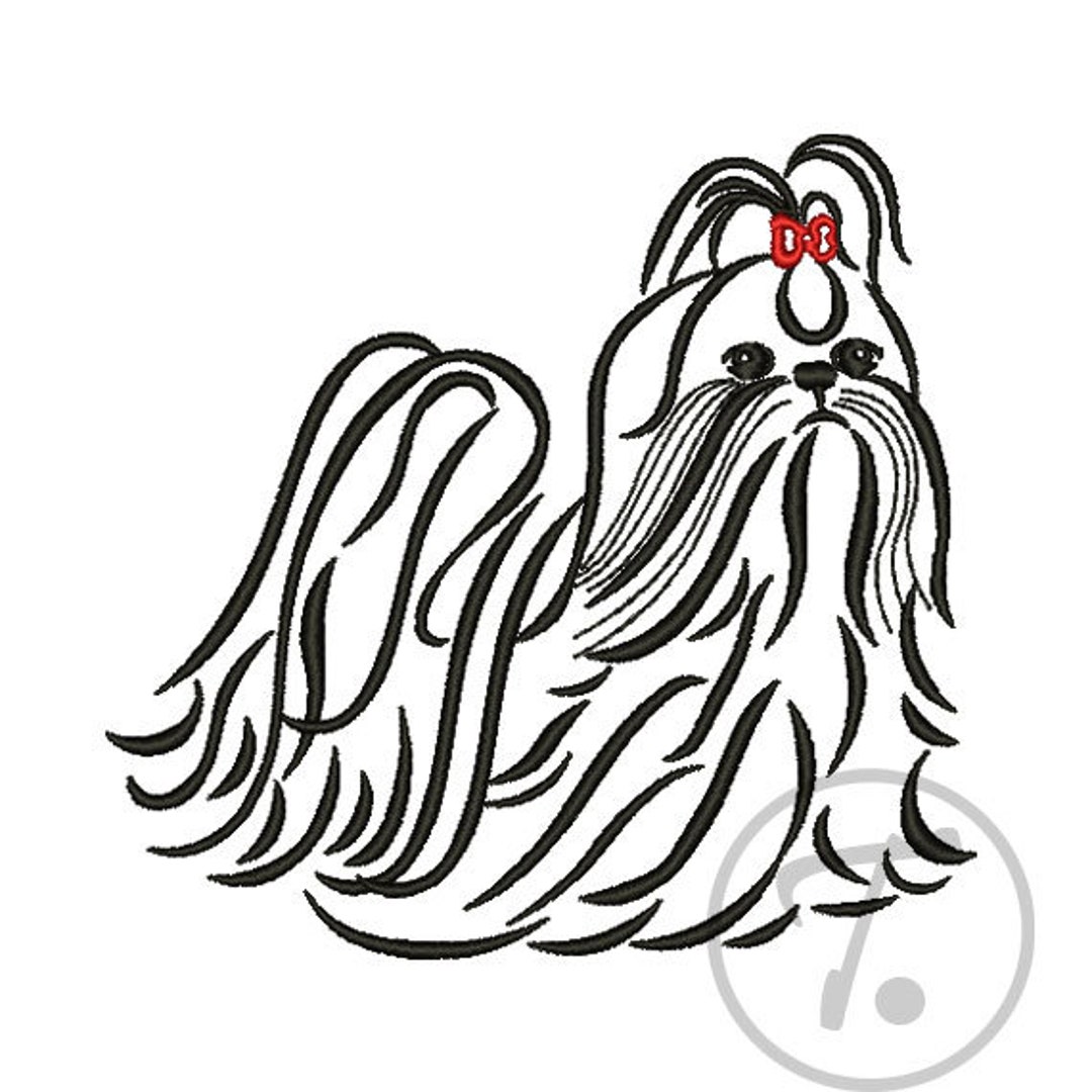 Lhasa Apso Dog Embroidery Design in 3 Size. Lhasa Apso Dogs Embroidery ...