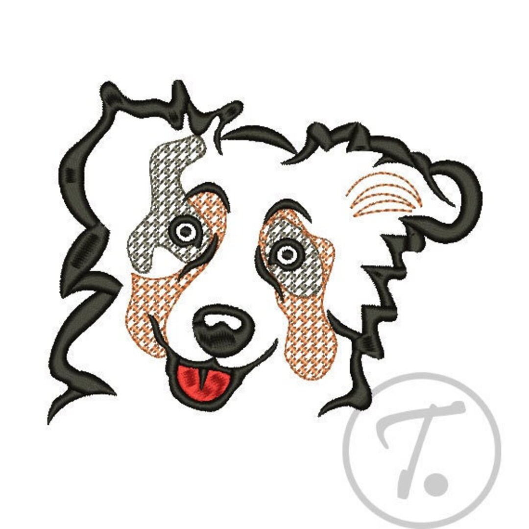 Australian Shepherd Dog Embroidery Design. Dogs Embroidery Design in 4 ...