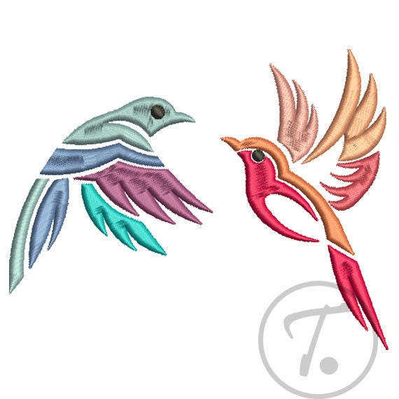 Birds Embroidery Design Colorful Birds. Embroidery of Bird. - Etsy