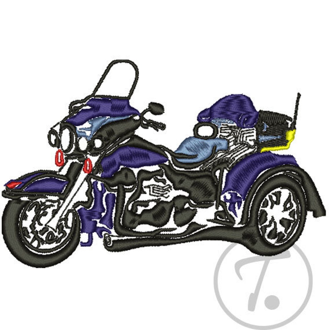 Motorcycle Embroidery in 3 Size. Motorcycle Embroidery Design ...