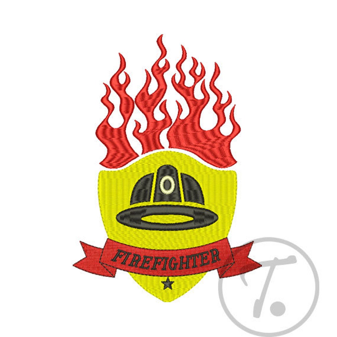 Firefighter Embroidery. Fireman Symbol Embroidery in 4 Size. Design of ...