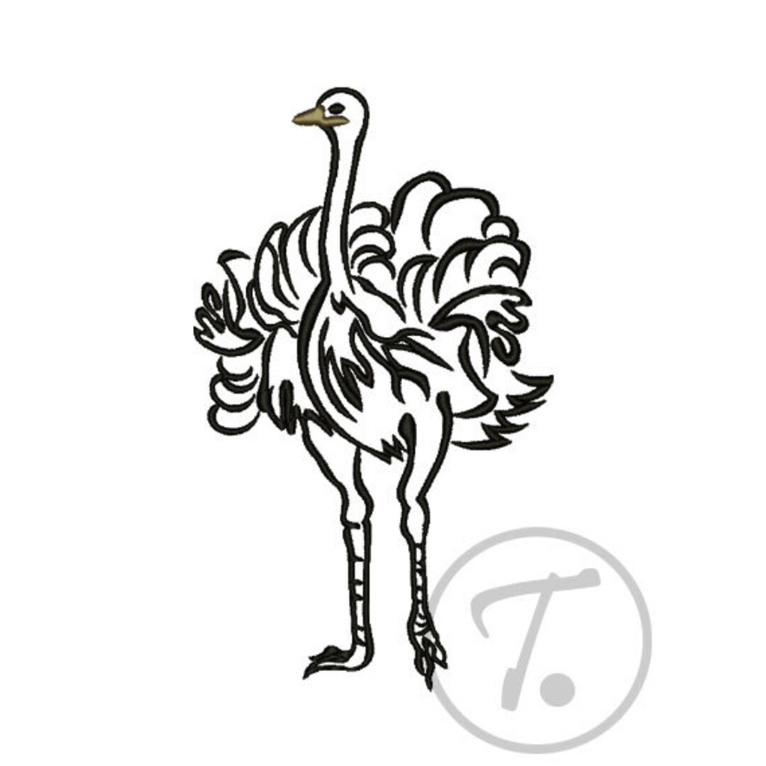Birds Embroidery Design Ostrich Design 4 Size Ostrich Embroidery ...