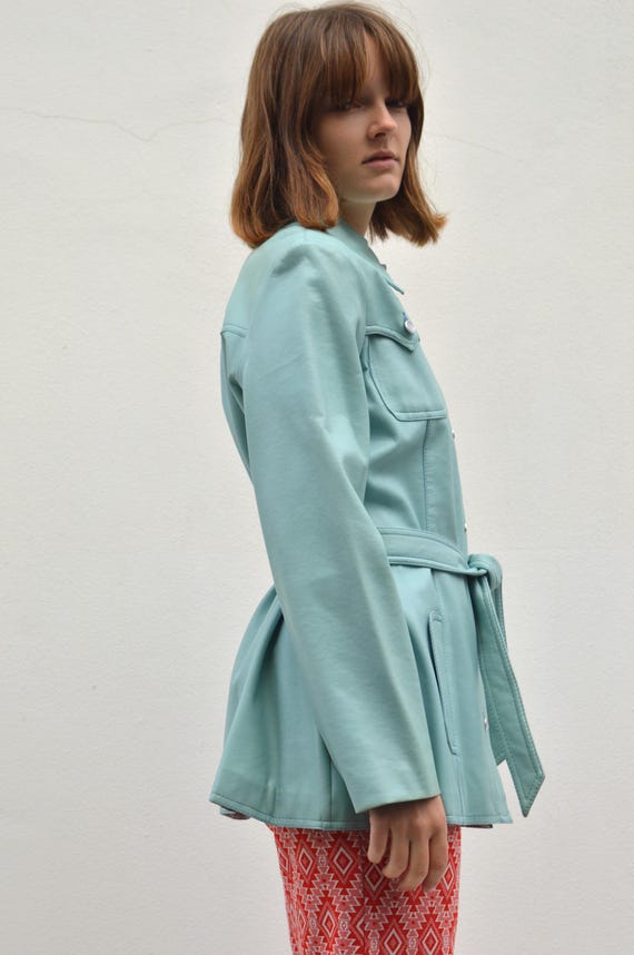 1970s Vintage Light Blue Leather Jacket - Gem