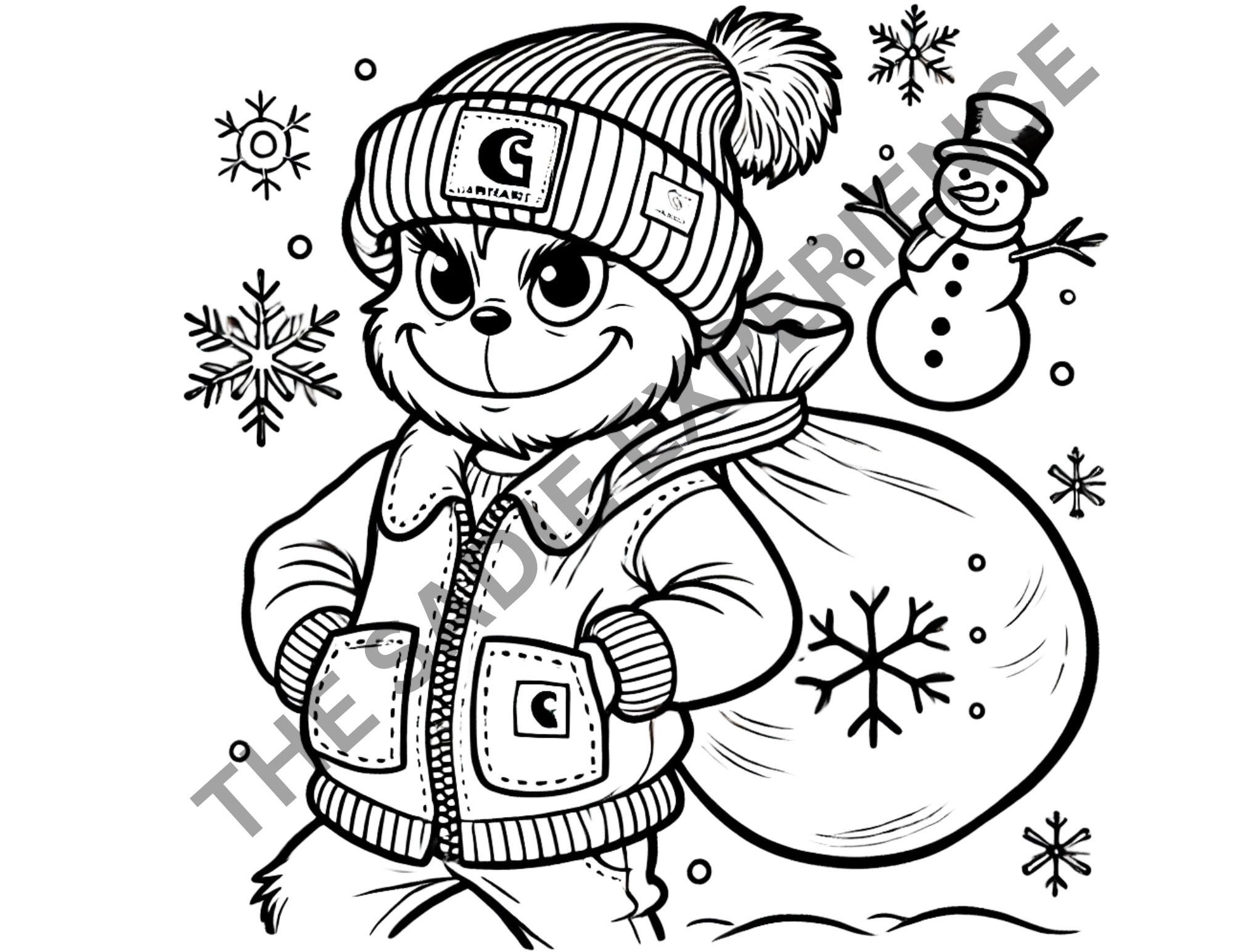 Grinch-themed Coloring Pages | Printable Holiday Fun - Etsy