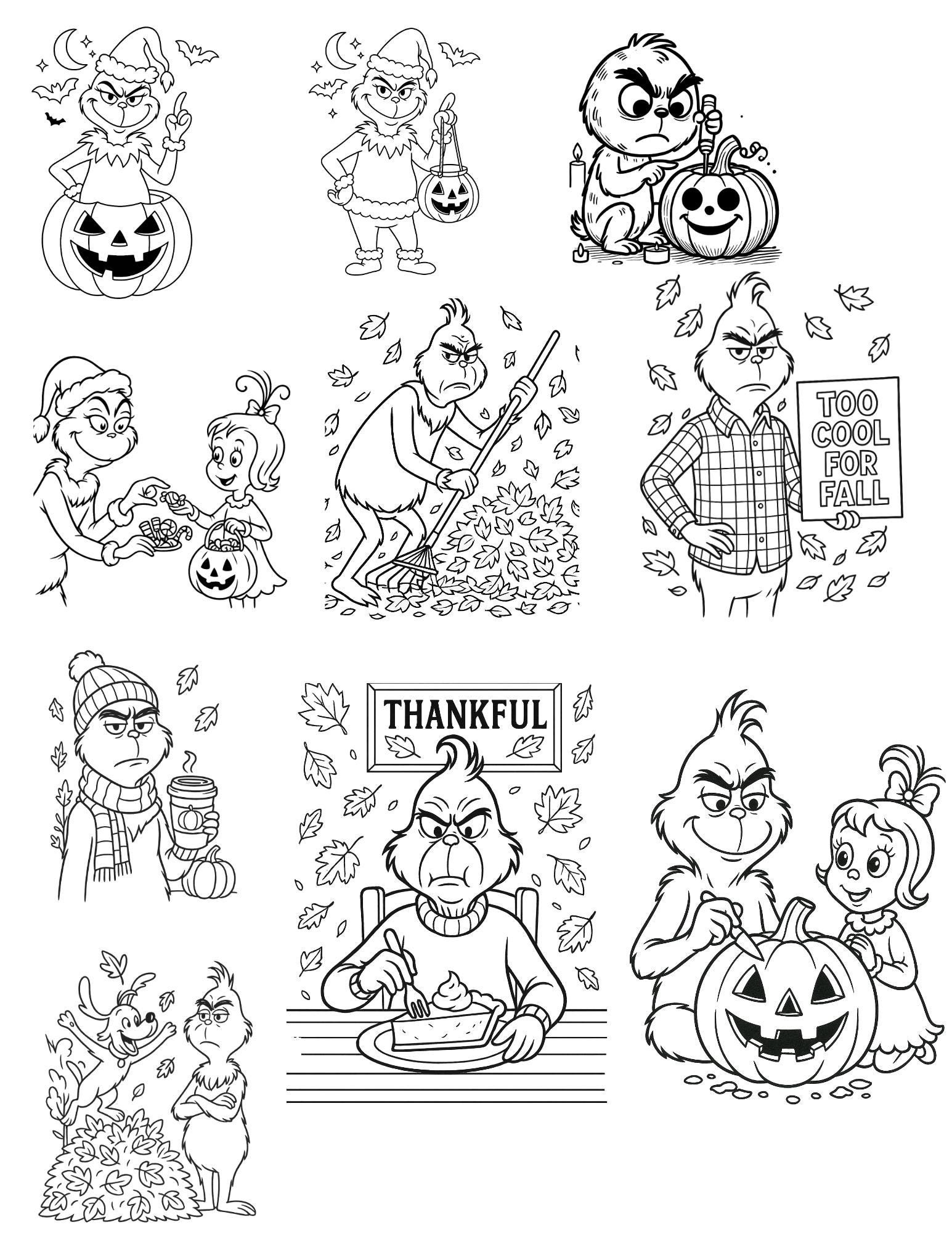 Grinch Fall Coloring Pages for Kids|printable & Downloadable Autumn ...