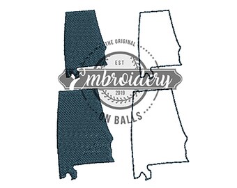 Alabama State Map Machine Embroidery Design Camellia State - Etsy