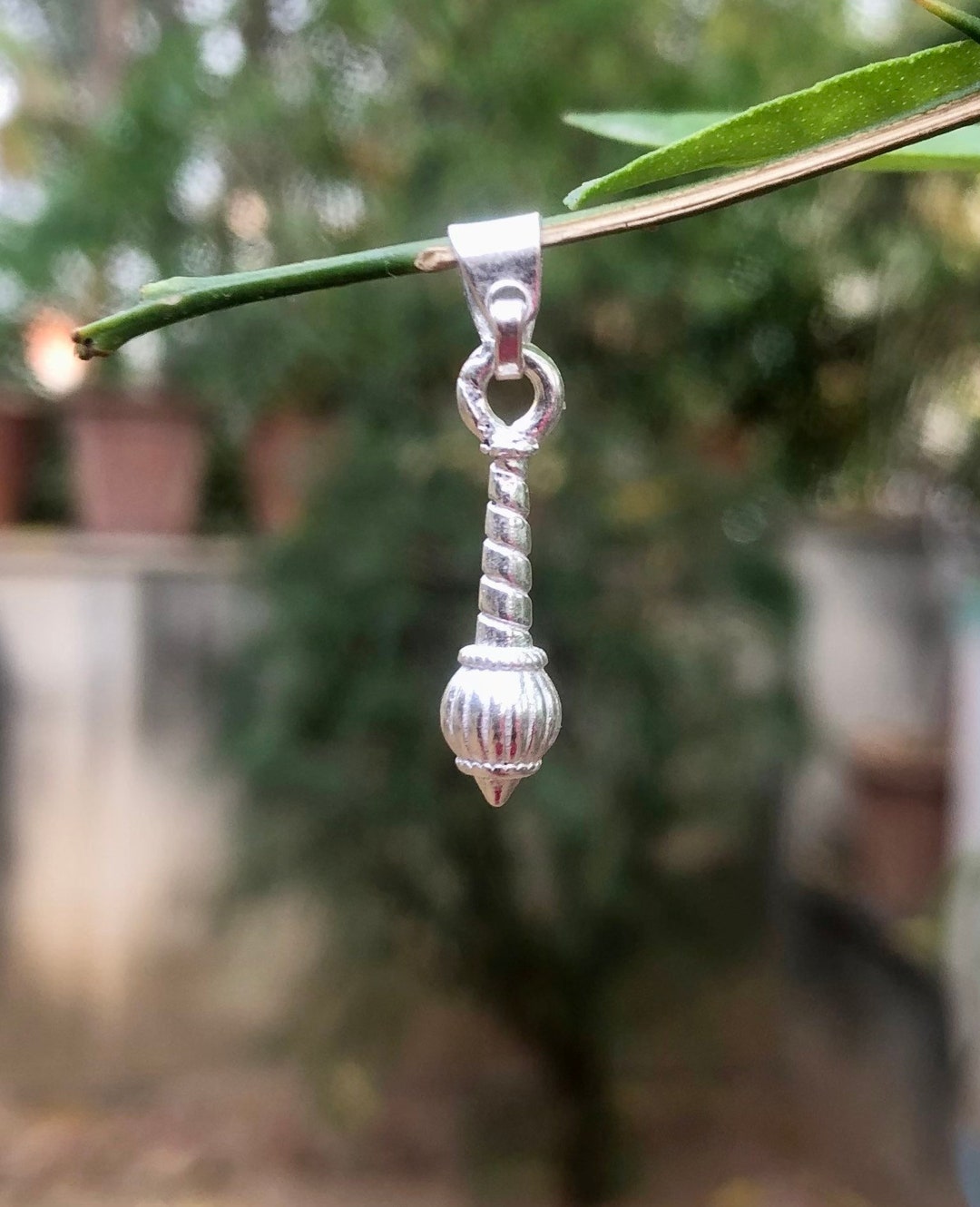 Artisan Crafted 925 Sterling Silver Lord Hanuman Gada Mace Pendant ...