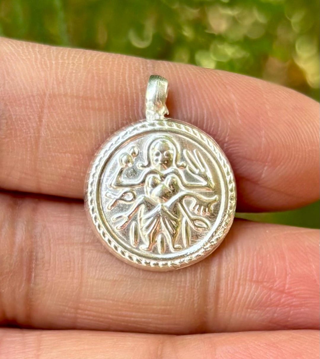 999 Silver Hindu Religious Devi Goddess Mata Pendant, Stamped Sheet ...