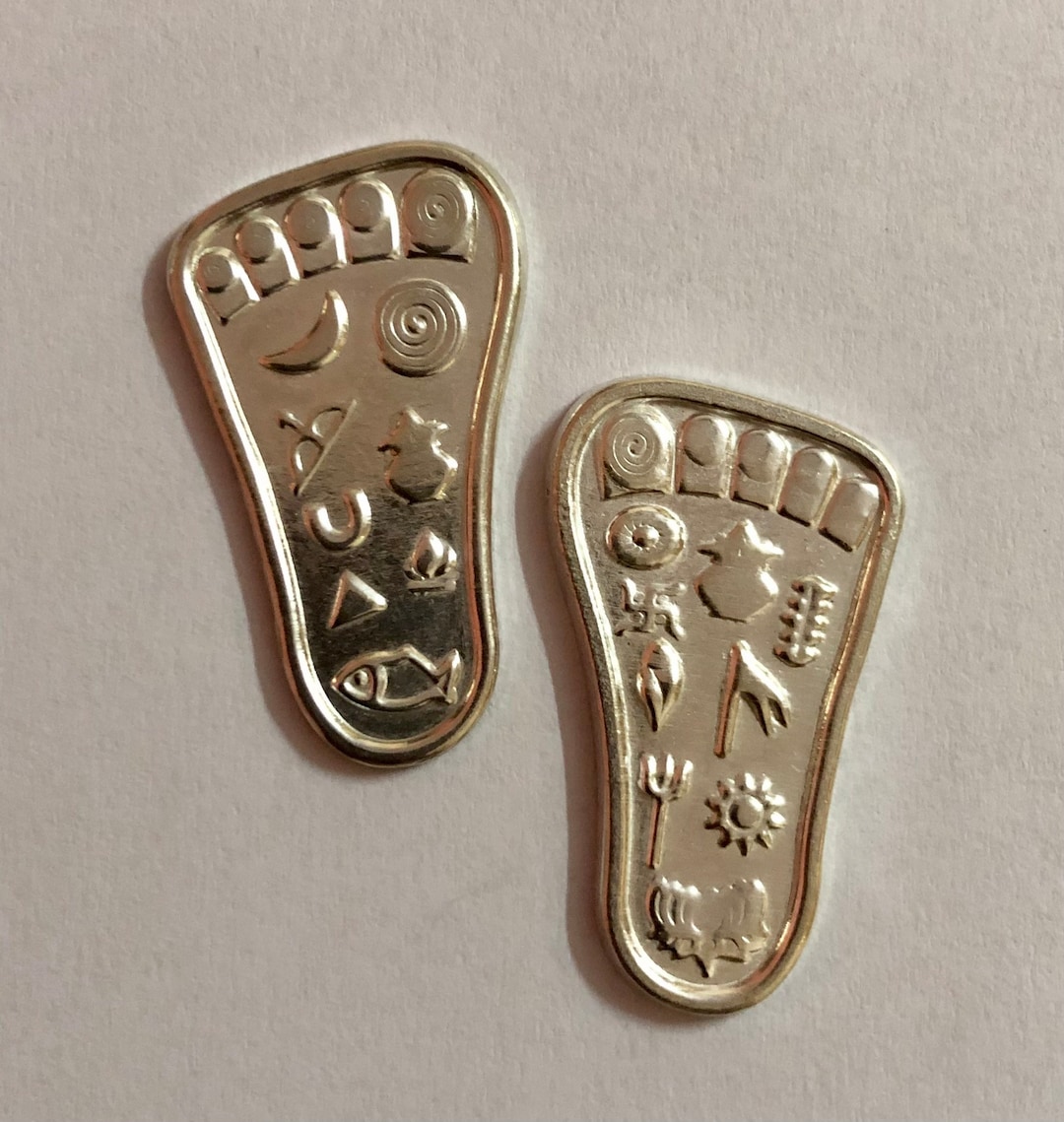 925 Silver Hindu Religious Laxmi Lakshmi Devi Charan Paduka Pair ...