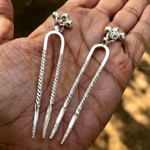 925 Silver 2 Pc Handmade Juda Pin, Hair Bun Stick, 11 Grams, 6.5 Cm ...