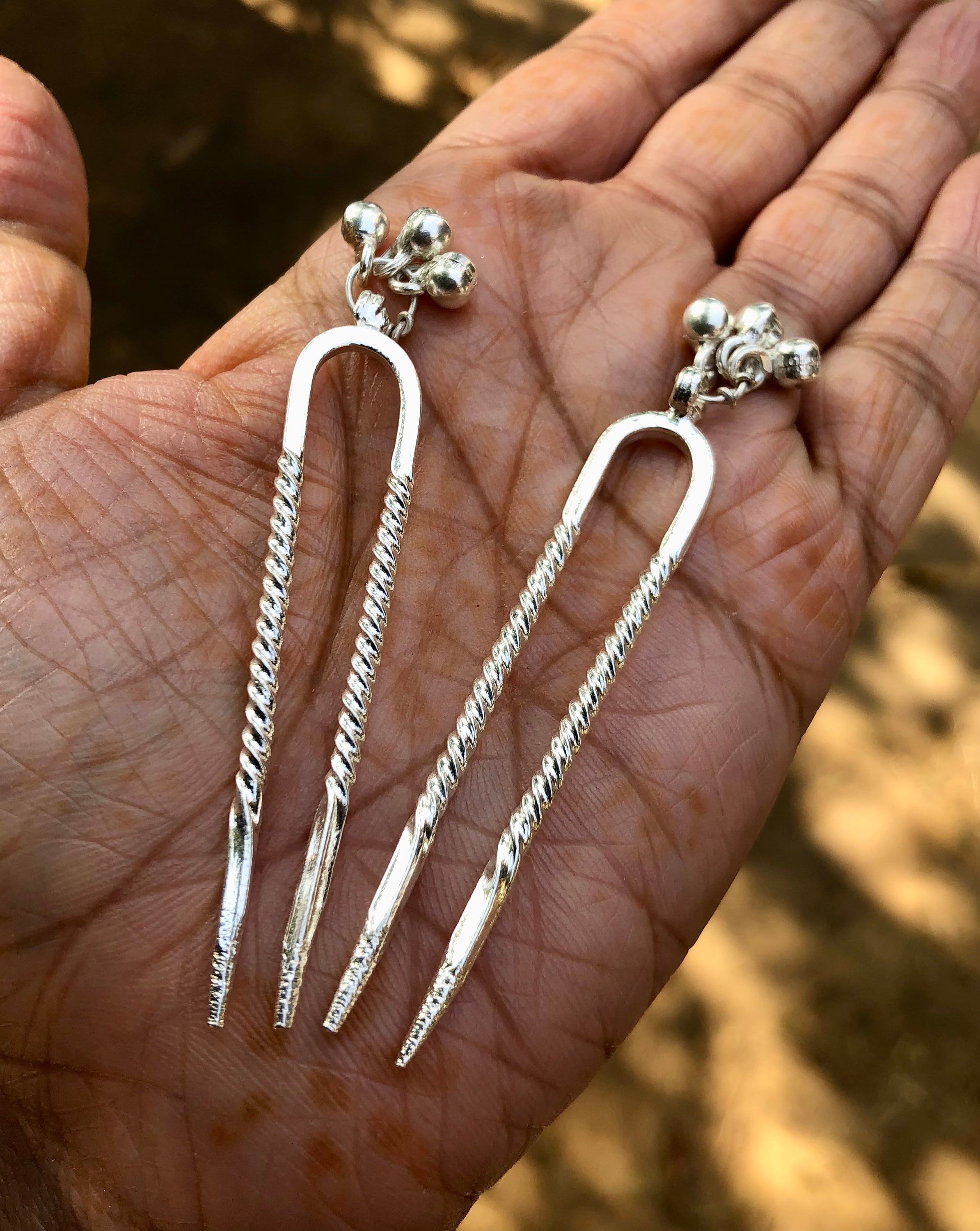 925 Silver 2 Pc Handmade Juda Pin, Hair Bun Stick, 11 Grams, 6.5 Cm ...