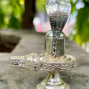 999 Pure Silver Shivling Shiva Lingam, Naag Snake, Shiv Puja Jaldhari ...