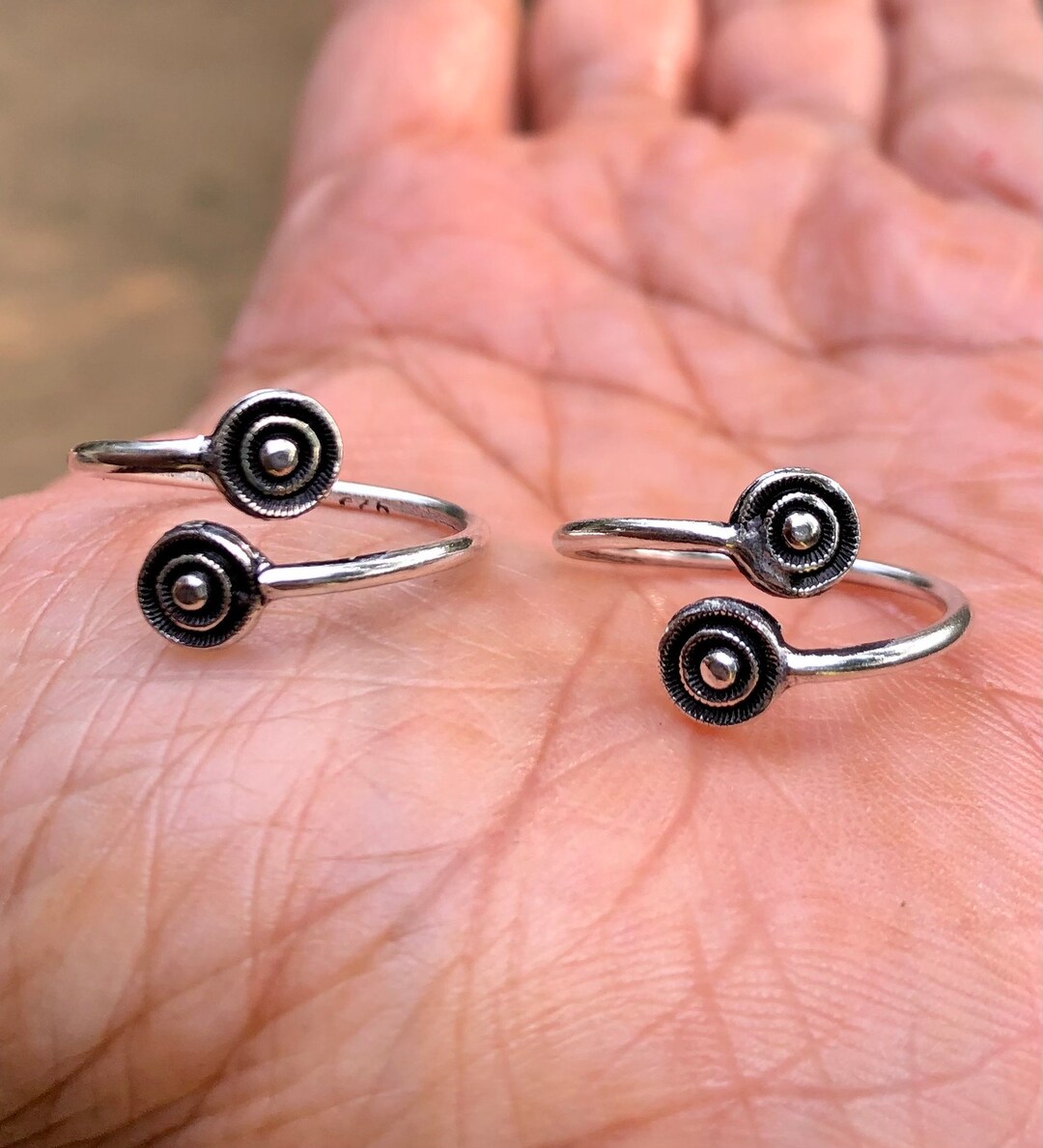 2 Pc 925 Sterling Silver Toe Rings Adjustable, Oxidized, Kids Rings ...