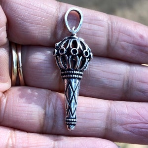 Artisan Crafted 925 Sterling Silver Lord Hanuman Gada Mace Pendant ...