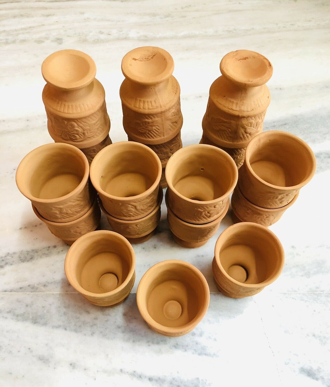 2 PC Handmade Clay Terracotta Tea Cups/ Glasses Kulhad Kulhar | Etsy