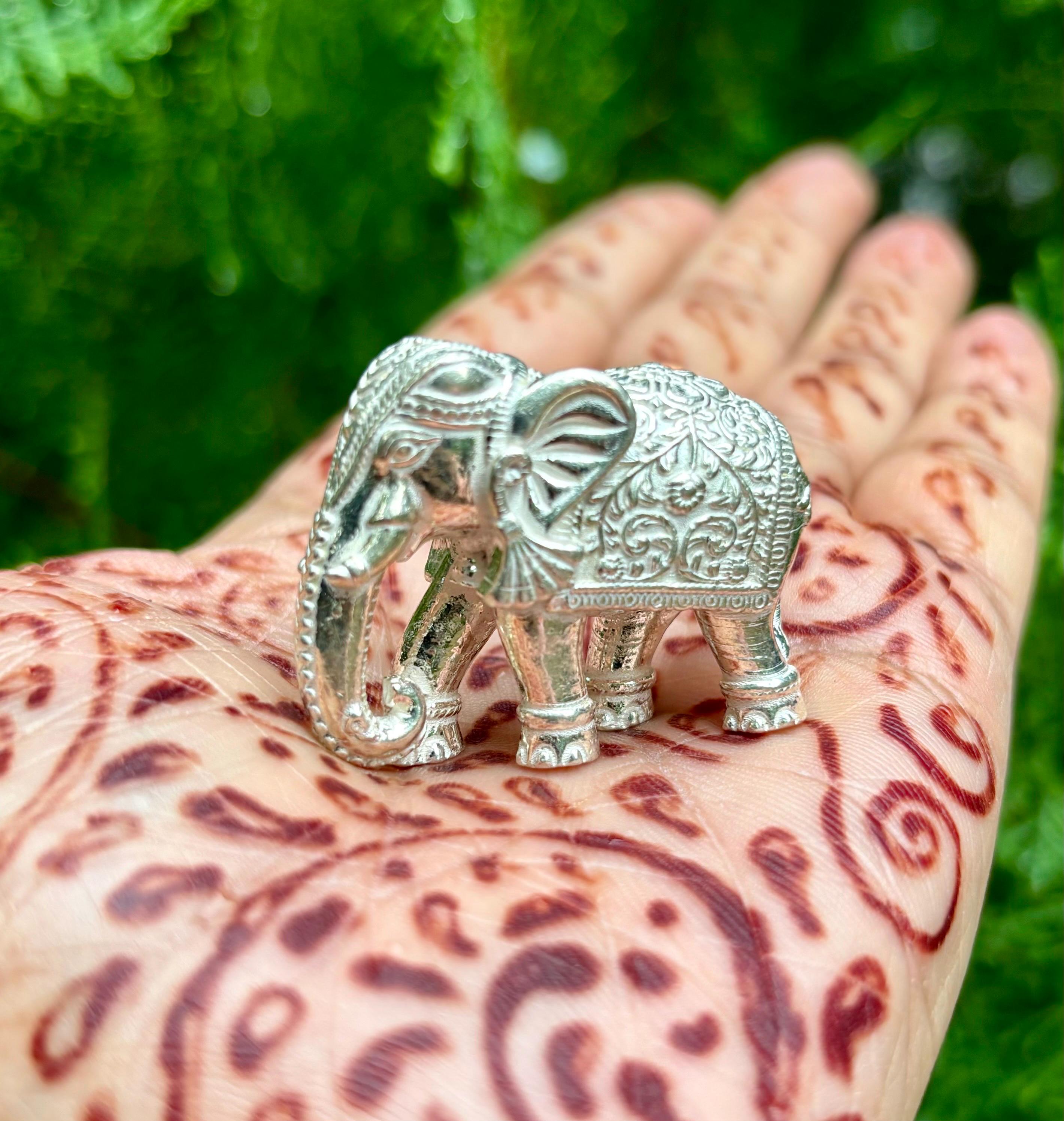999 Fine Silver Hindu Religious Elephant Idol Statue 45 Gm Temple Pooja ...