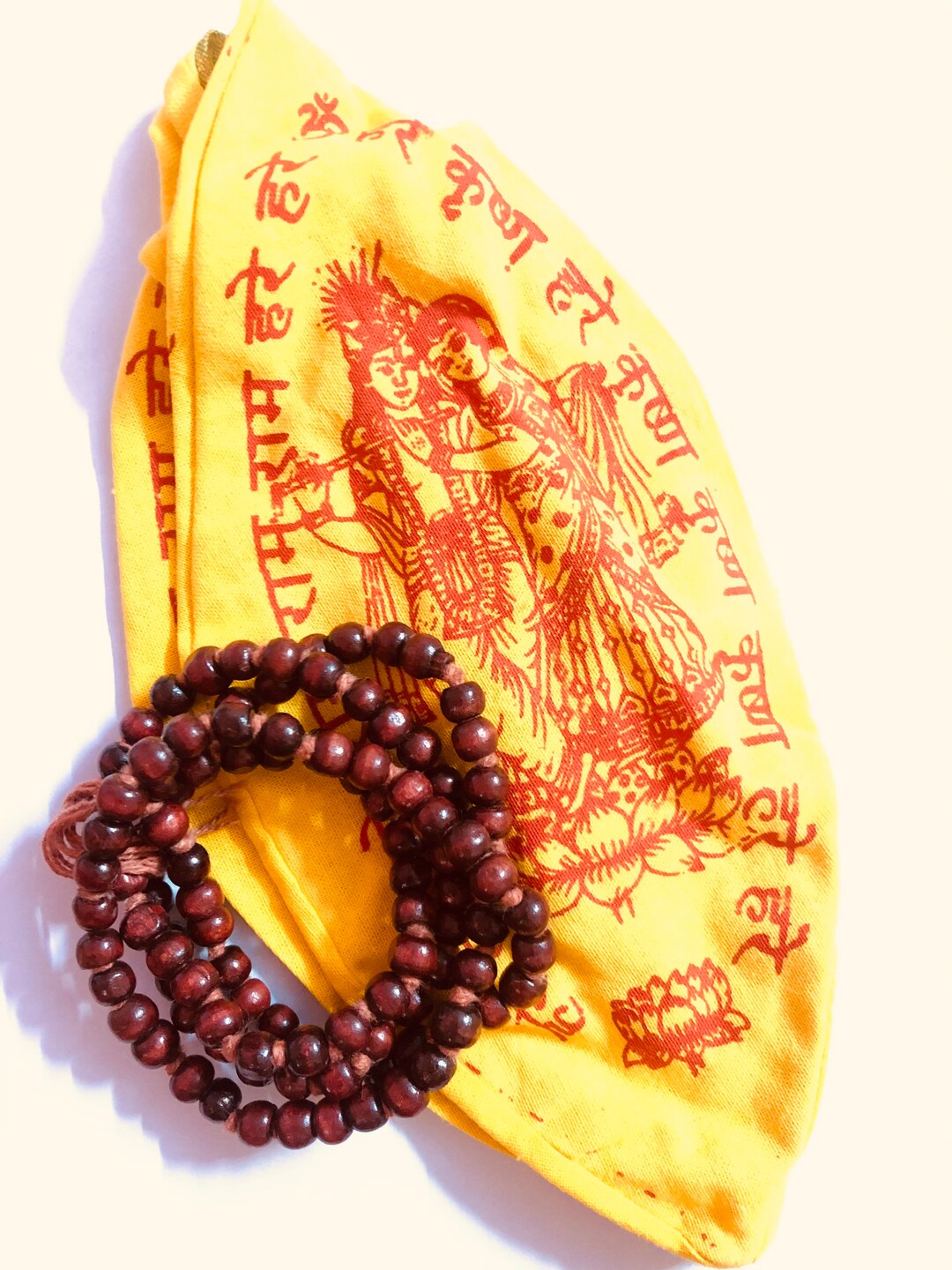 Iskcon Gomukhi Japa Bead Bag Indian RED SANDALWOOD Lal Chandan Mala ...