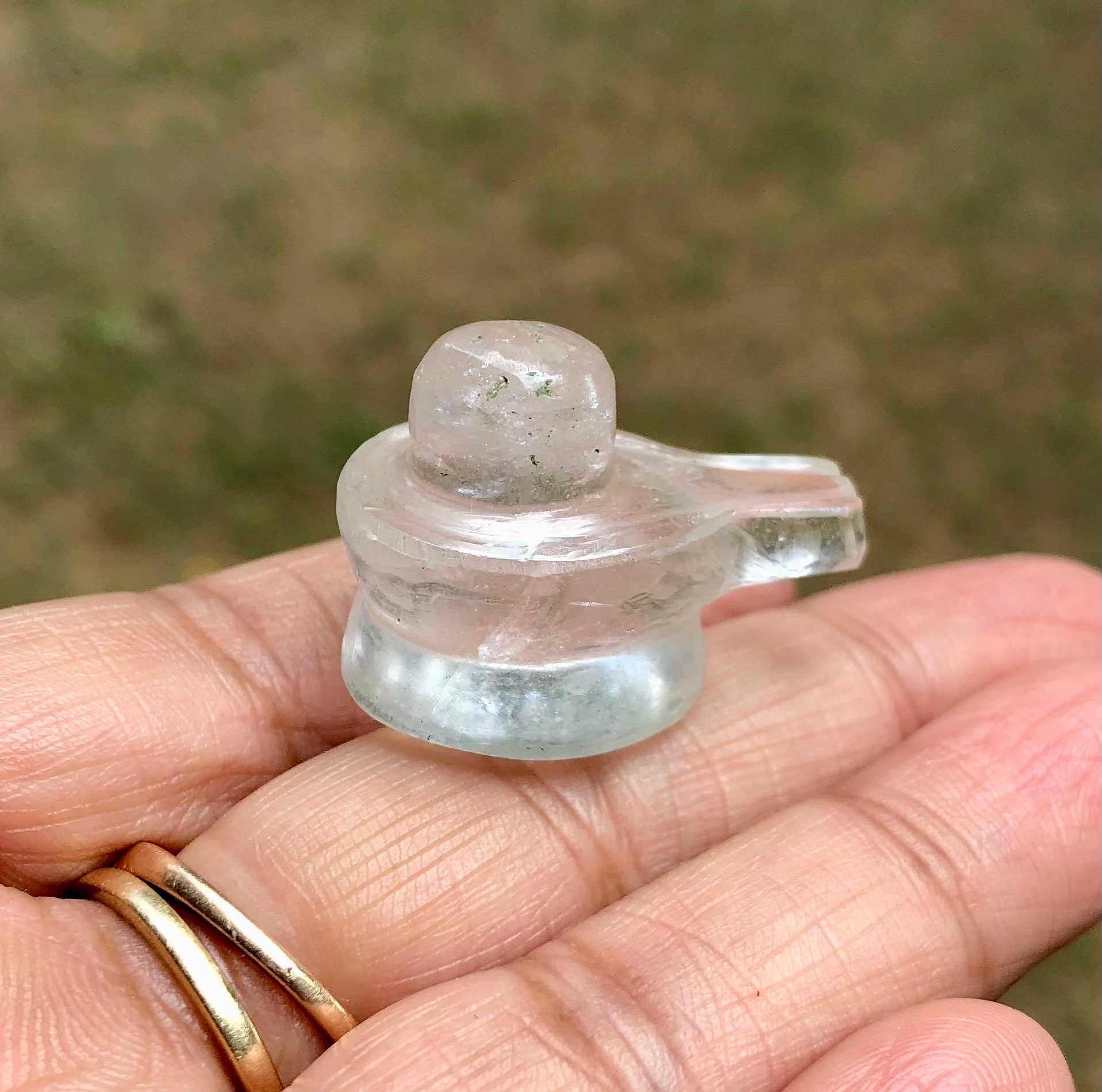 1.1 Inch Natural WHITE CRYSTAL QUARTZ Sphatik Gemstone Shivling Shiv ...