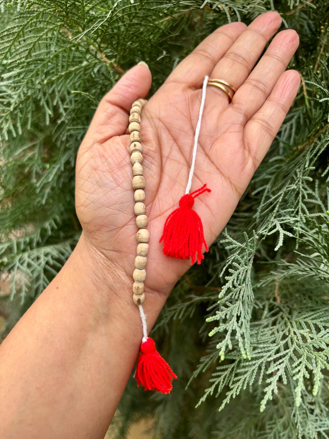 Natural Tulsi Tulasi Japa Jaap Counter Mala, Beads 6-7 Mm, Lord ...