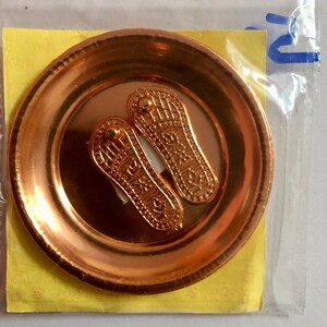 2.5 Inch Copper Plated Hindu Religious Laxmi Lakshmi Devi Charan Paduka ...