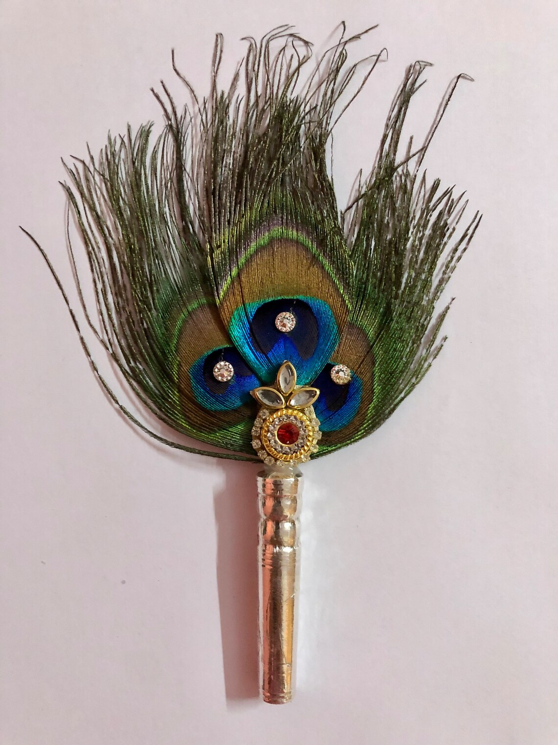 925 Sterling Silver Handmade Lord Krishna LADDU GOPAL Peacock Feathers ...