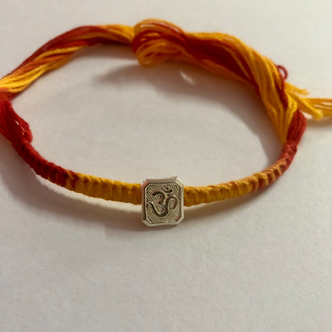 925 Sterling Silver MAULI KALAWA Rakhi Bracelet With Hindu Charms for ...