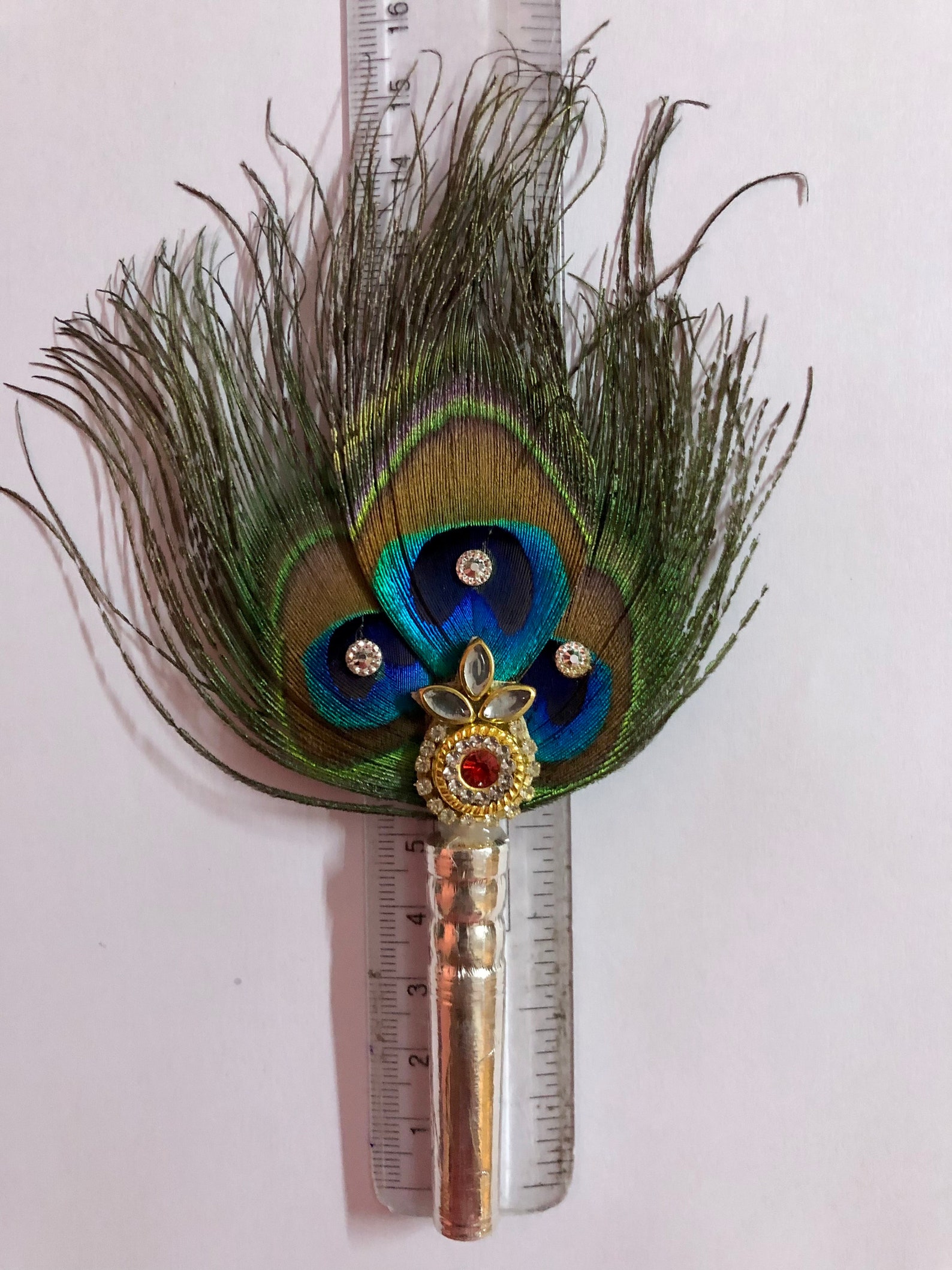 925 Sterling Silver Handmade Lord Krishna LADDU GOPAL Peacock Feathers ...