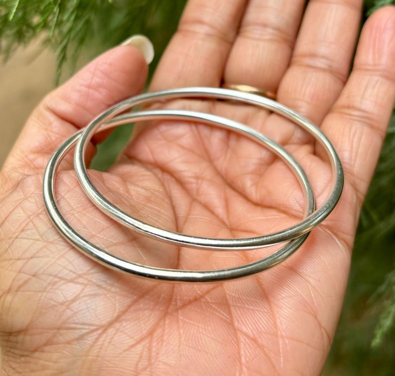 Set of 2 Pc 999 Pure Silver Bangles, Women Bracelet Bangle, Healing ...