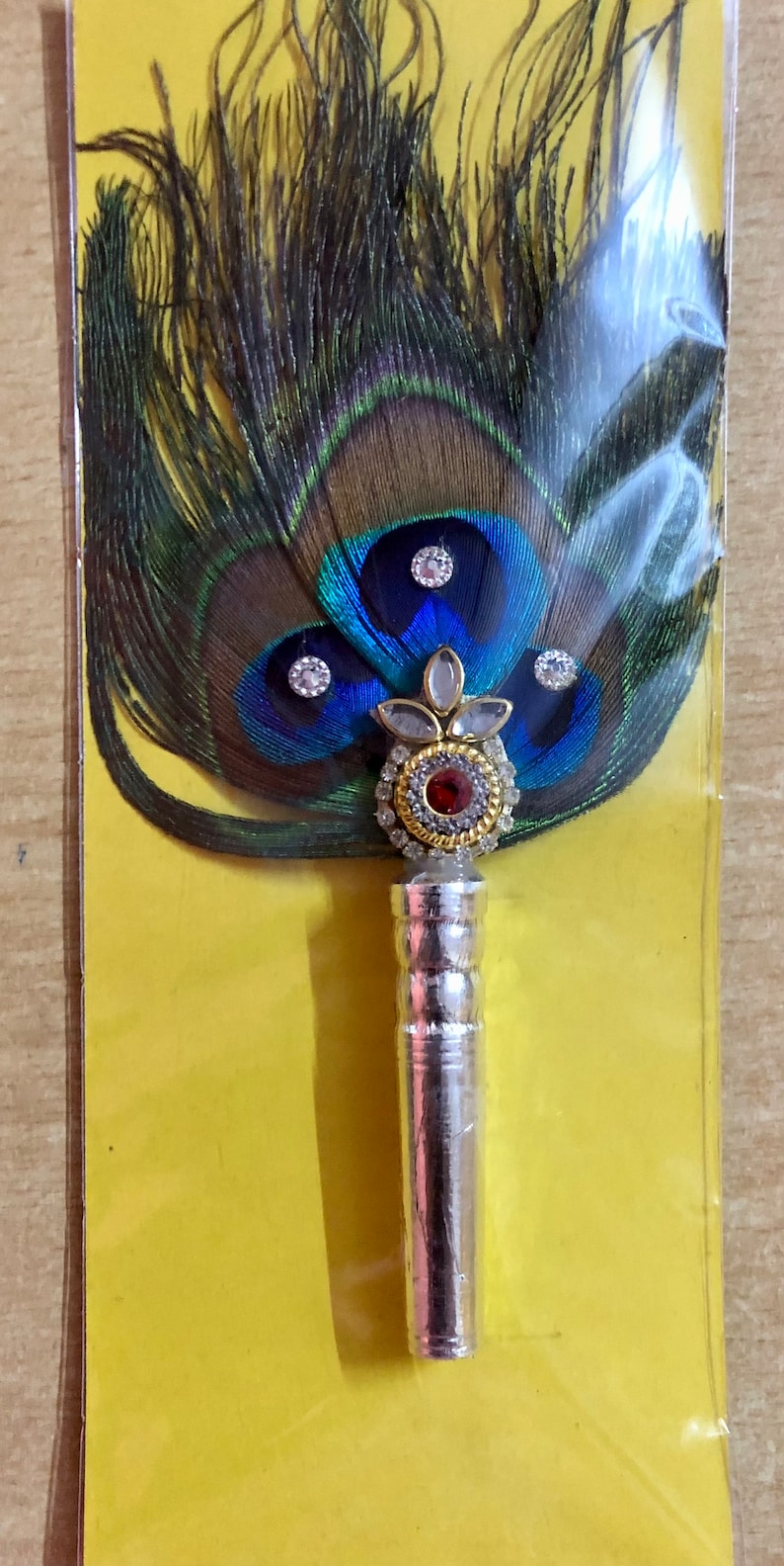 925 Sterling Silver Handmade Lord Krishna LADDU GOPAL Peacock Feathers ...