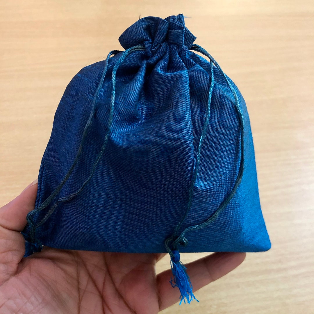 10 Pc 14x15 Cm Raw Silk Jewelry Pouch Bag With Tassle Drawstring Zari ...