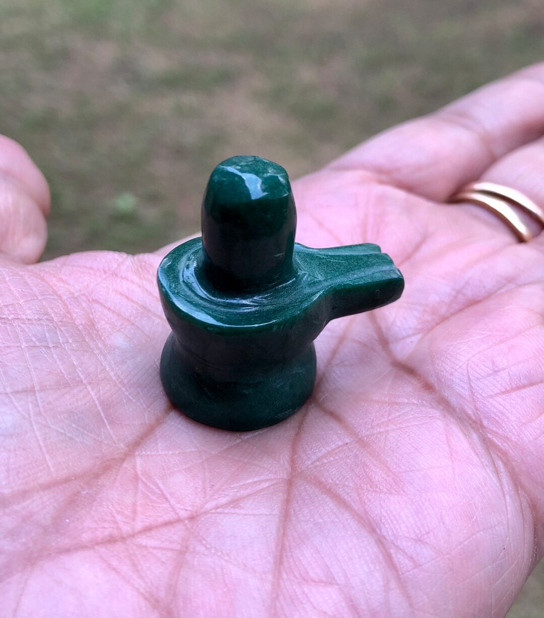 1.2 Inch Natural GREEN AVENTURINE Gemstone Shivling Shiv Ling, Handmade ...