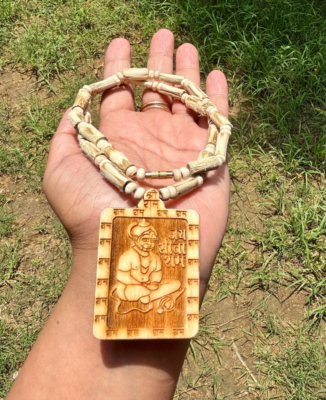 20" Single Line Carved HANUMAN Pendant, Shri Ram Mala, Kanthi Mala ...