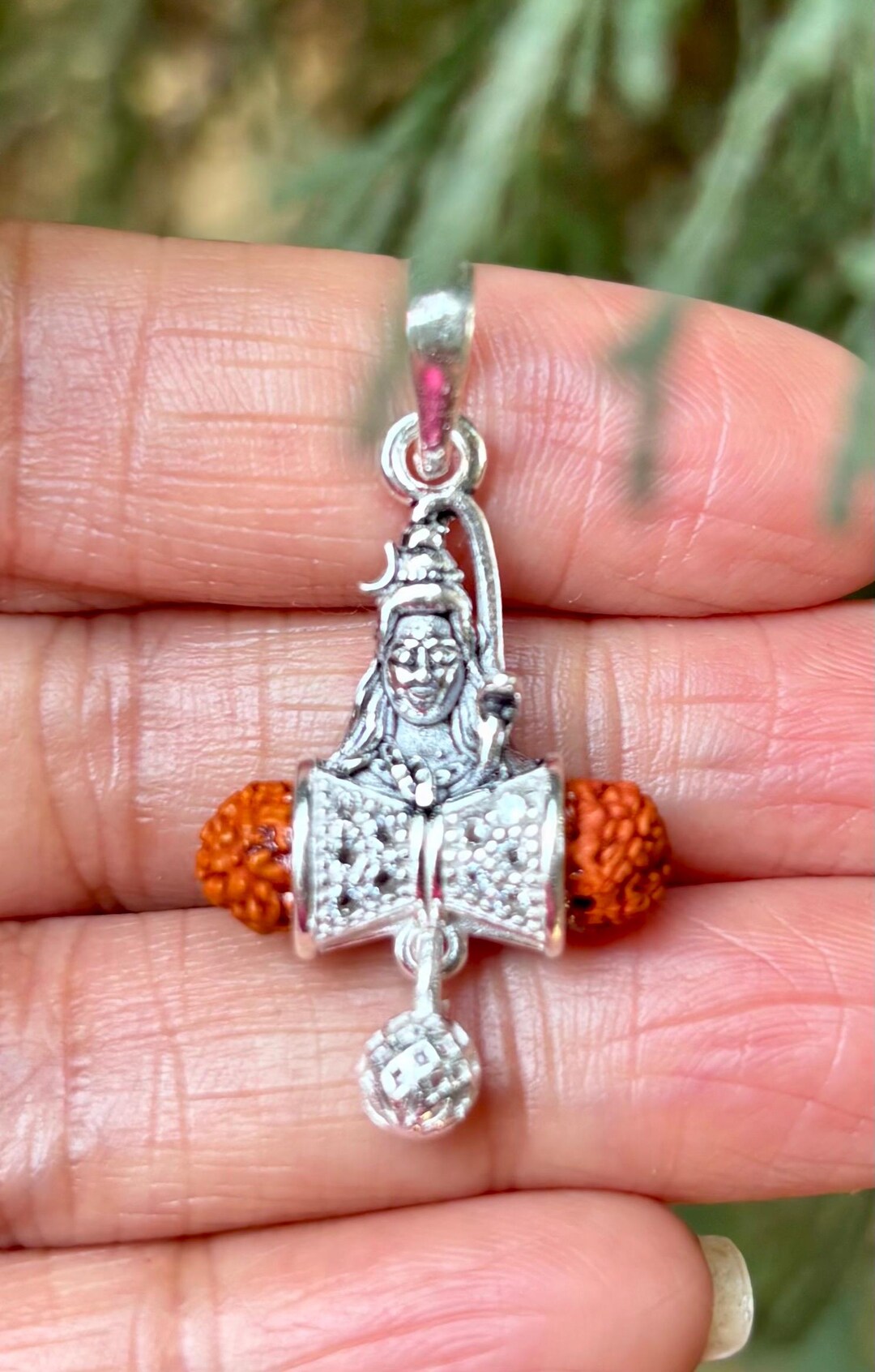 925 Silver + 5 Mukhi RUDRAKSHA Panchmukhi Rudraksh 5 Face Rudraksham ...