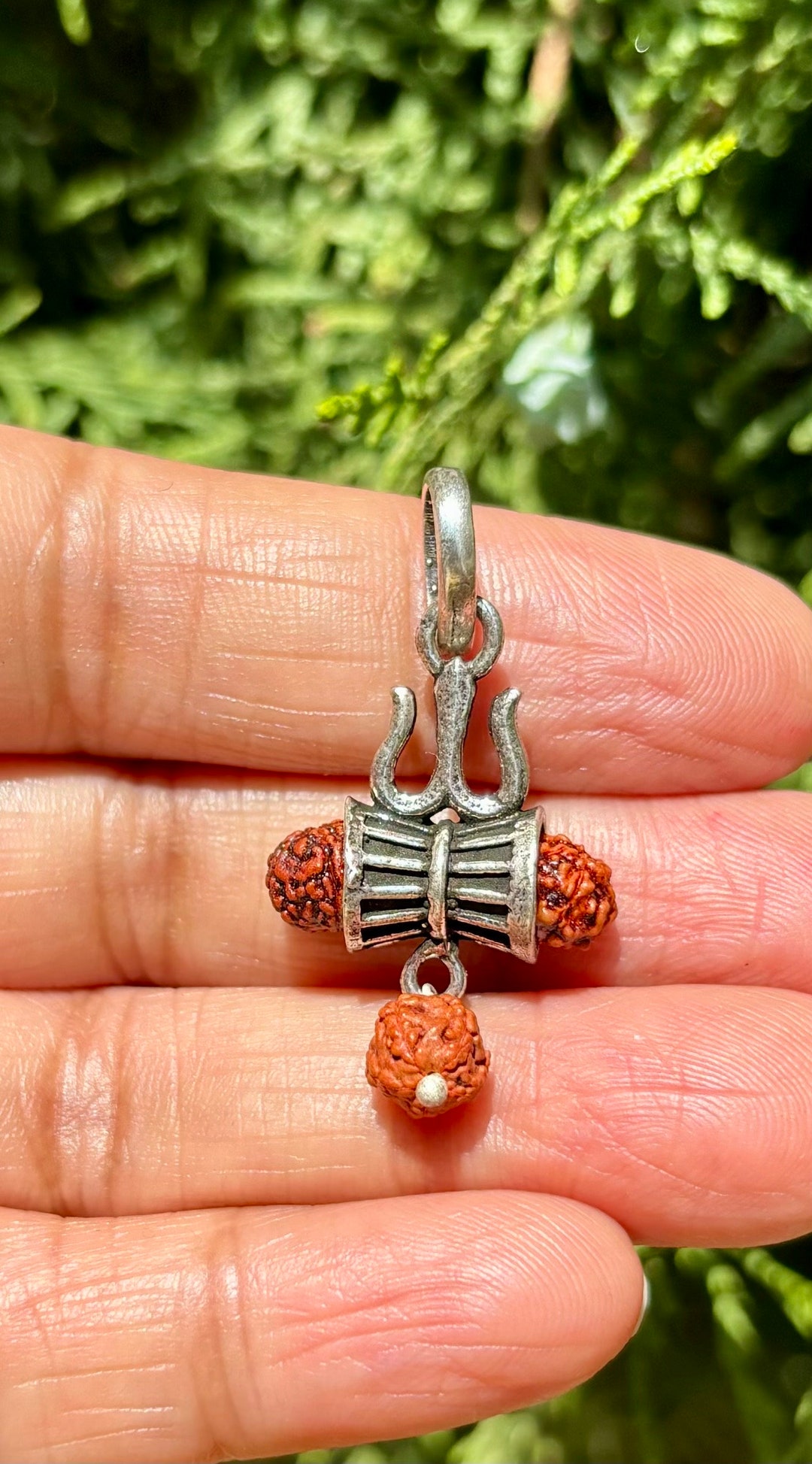 925 Silver 5 Mukhi RUDRAKSHA Panchmukhi Rudraksh 5 Face Rudraksham Lord ...