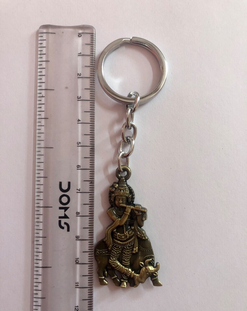 4 " Artisan Crafted Lord Krishna Metal Key Ring, Key Chain Handmade ...
